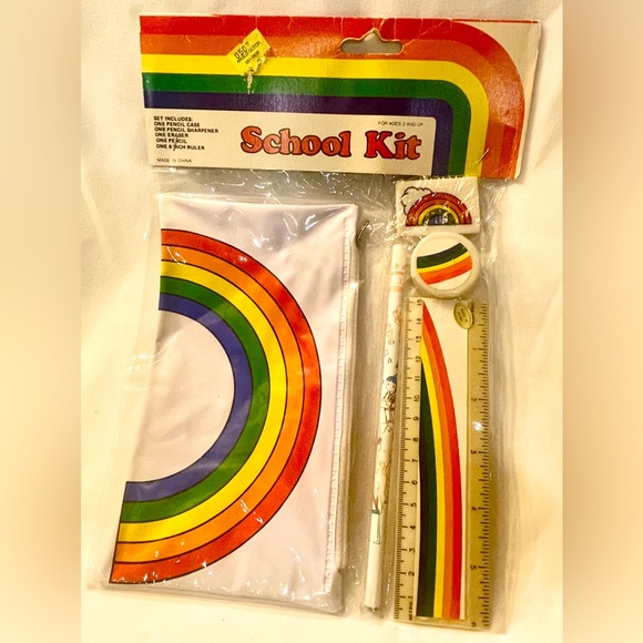 No Brand | Office | Vintage School Kit Rainbows Pencil Bag Ruler More ...
